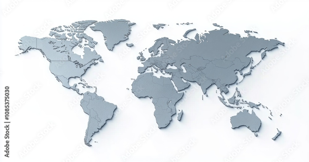 Detailed Gray Scale World Map for Educational and Creative Use ...