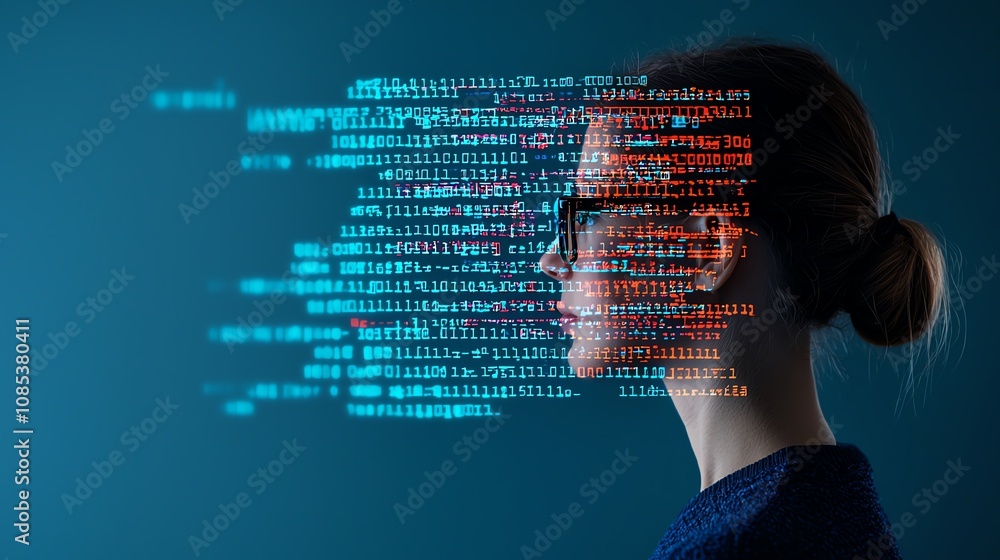 Software engineer coding machine learning algorithms side view Illustrating advanced algorithm ...