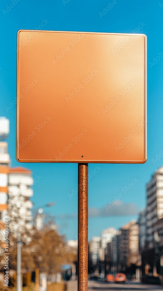Blank Orange Sign: A vibrant orange sign stands tall against a bustling ...