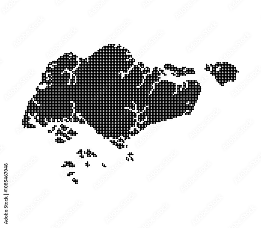 Map of Singapore, in dotted style. Stippled Map of Singapore Vector ...