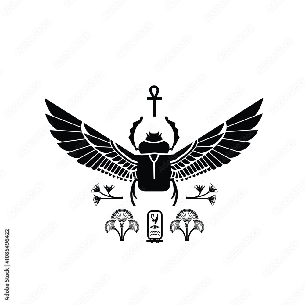 ancient egyptian god sacred scarab beetle and the rod of resurrection ...