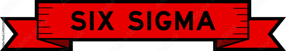 Ribbon label banner with word six sigma in red color on white ...