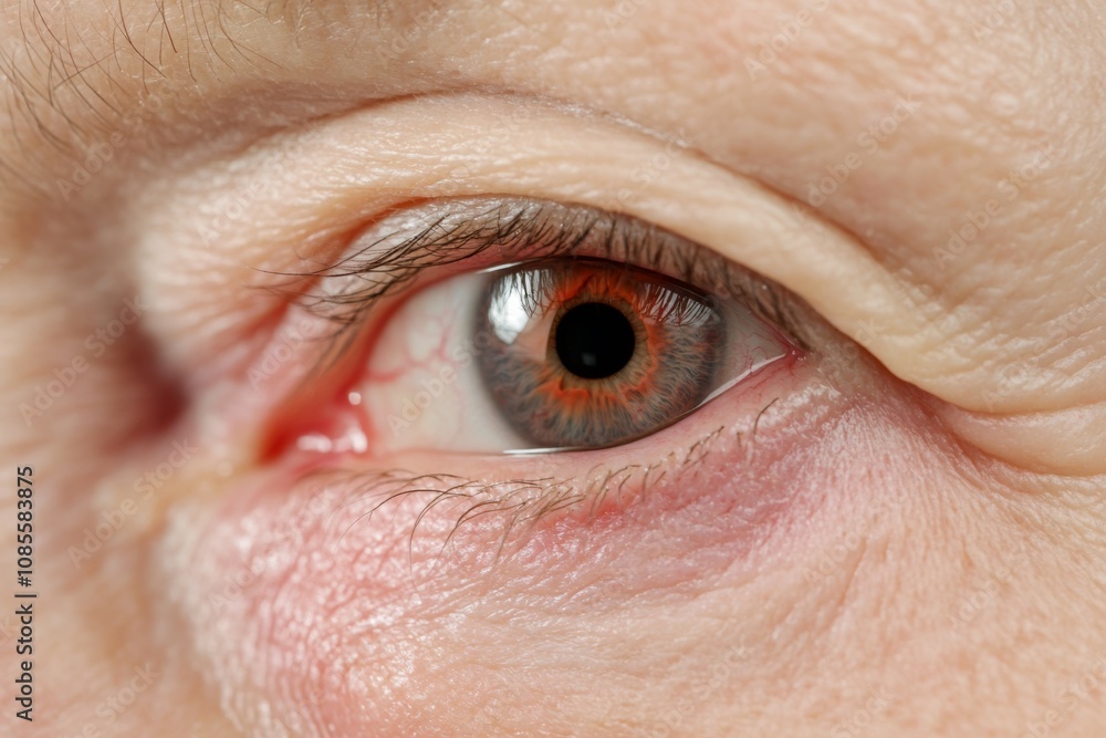 Human Eye with Conjunctivitis extreme close up. Closeup irritated ...