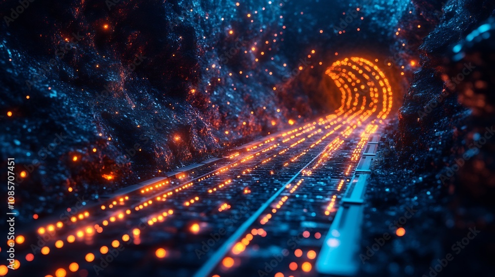 Conceptual visualization of data mining the digital age with glowing ...