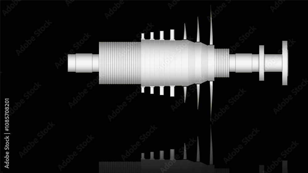Steam turbine turbomachinery illustration showing several stages of ...
