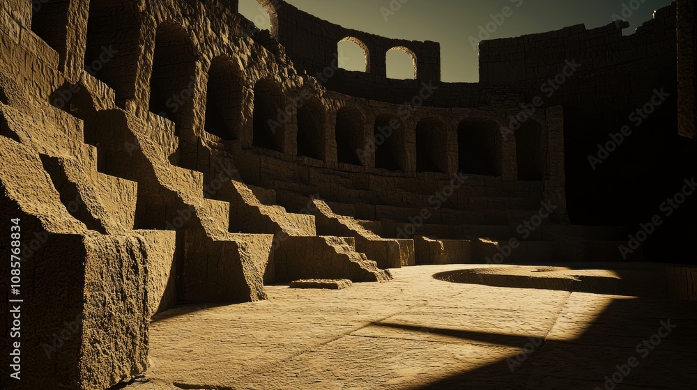 Twilight Shadows: Stunning 3D Render of Roman Amphitheater Remains with ...