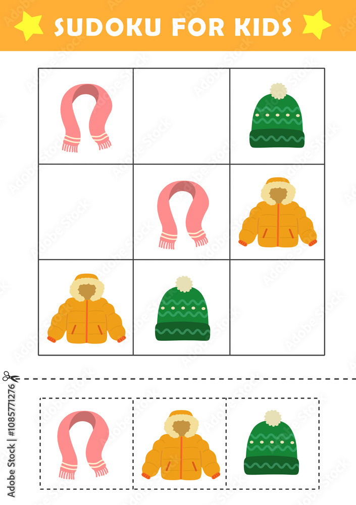 Winter activity sheet. Sudoku logical reasoning activity for kids. Fun ...