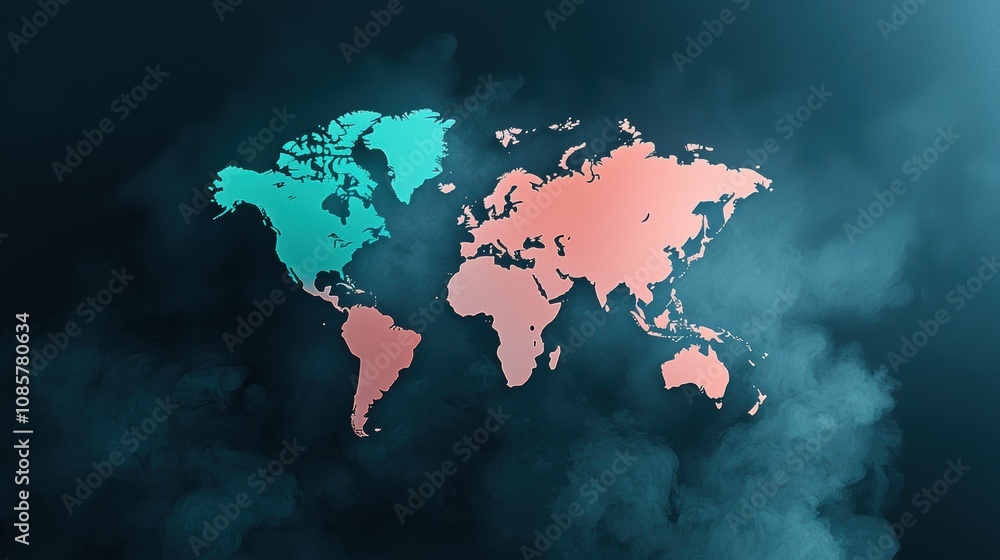 World Maps with Heat Maps Gradients: A world map with a heat map overlay showing temperature ...