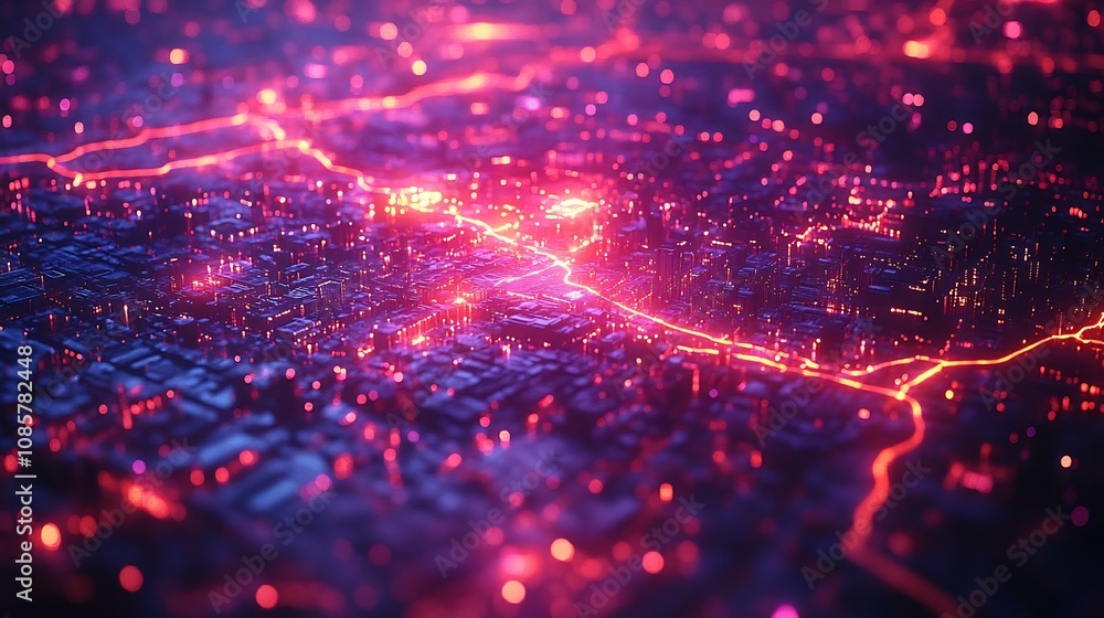 Abstract AI public health concept featuring glowing digital maps health ...