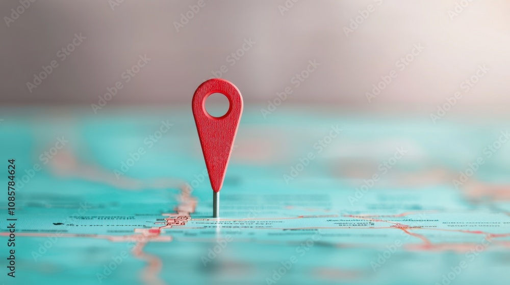 Minimalist Map with Oversized Pin: A clean, stylized map with a simple ...
