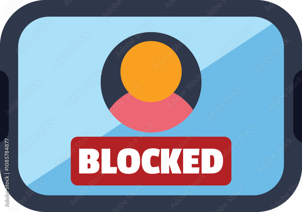 Smartphone is showing a blocked user profile on its screen Stock Vector ...