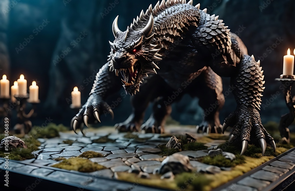 DnD Battlemap beast, scales, sharp, covered, behemoth, razor Stock ...
