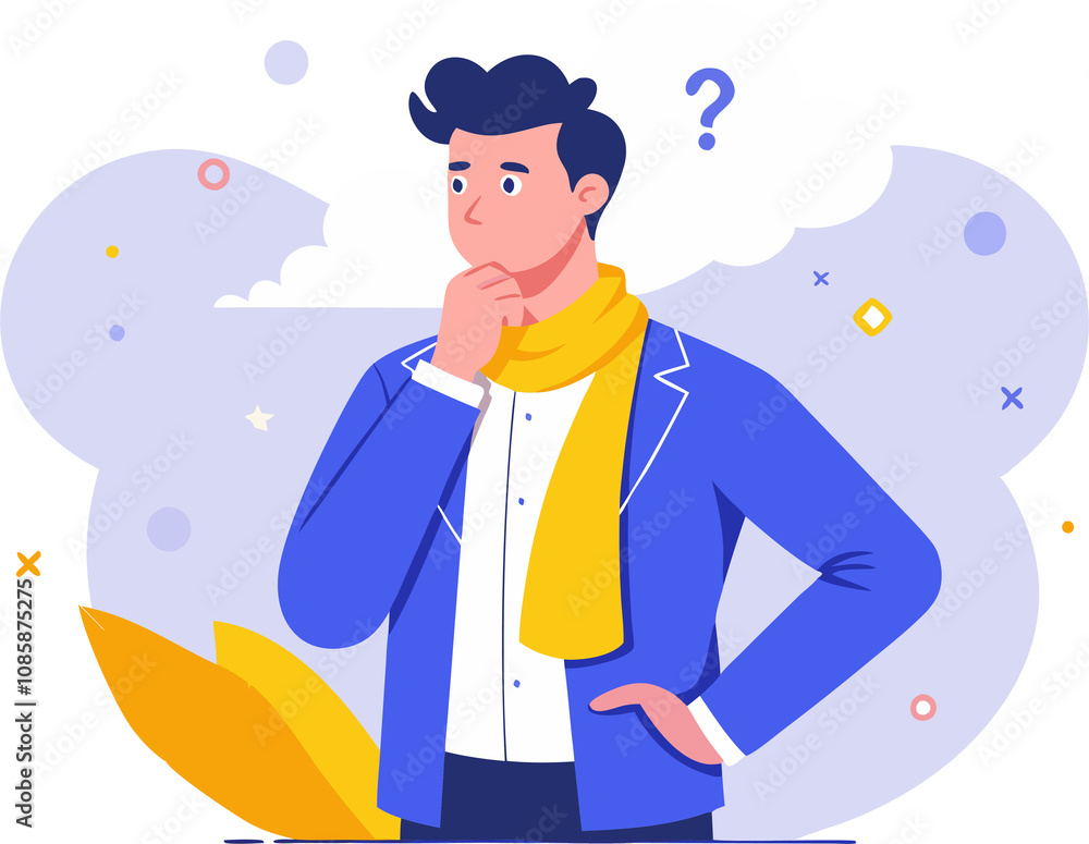 person thinking with question mark on transparent background. Stock ...