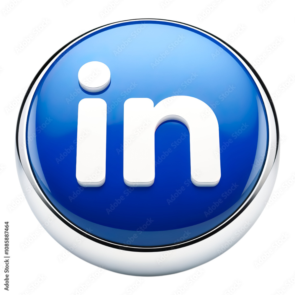 linkedin logo glossy blue circular icon front view isolated on ...