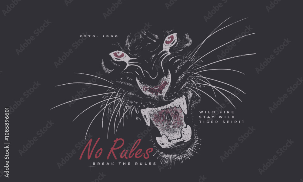 Tiger face vector artwork for t shirt and others. Breck the rules. No ...