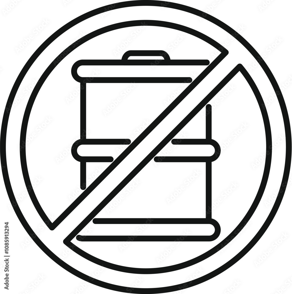 Prohibition sign with crossed out barrel symbolizing no toxic waste ...