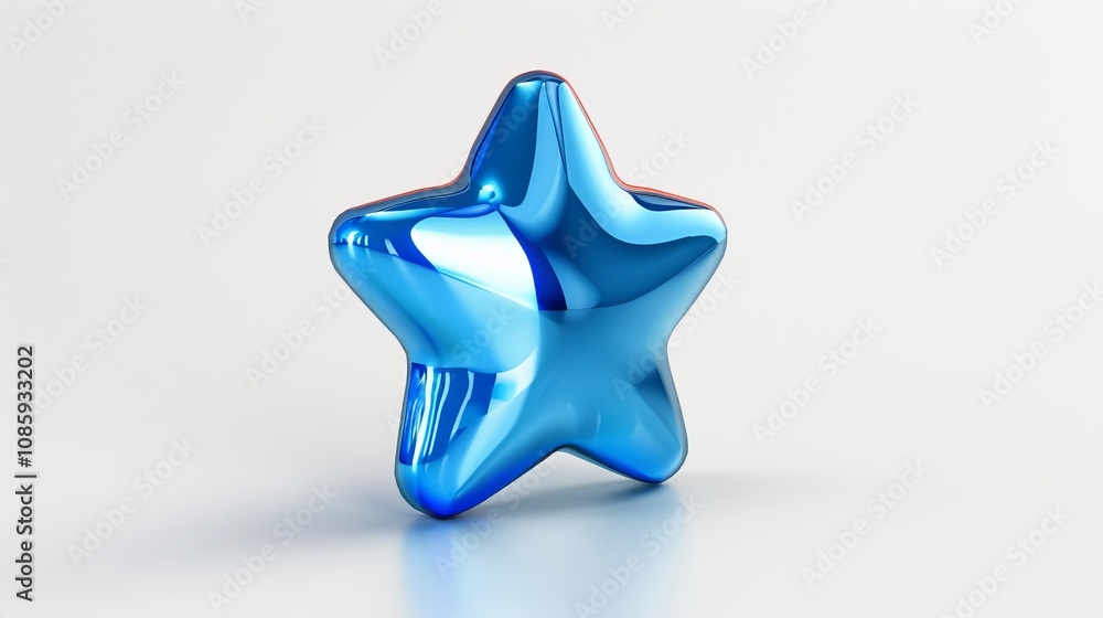 Stunning 3d star shaped object with glossy blue finish on clean white ...