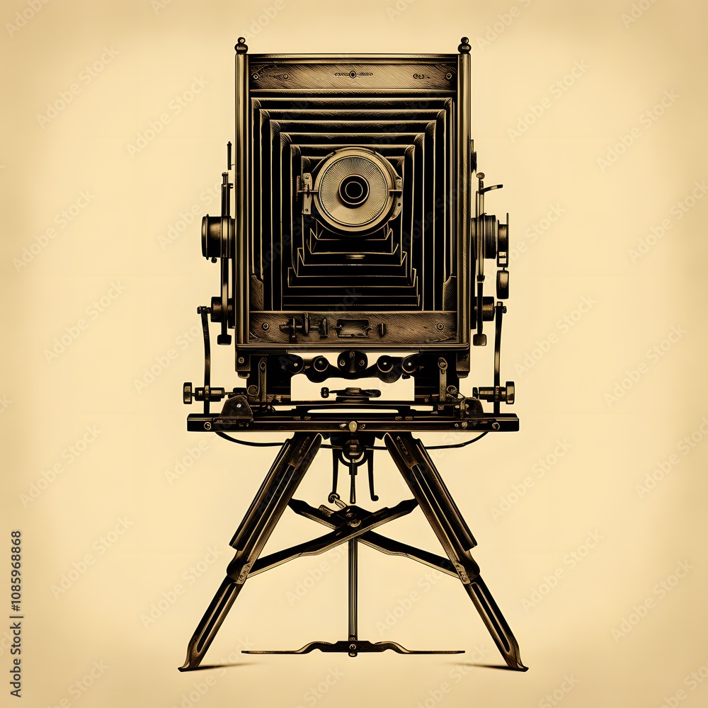 Antique Large Format Camera on Tripod with Vintage Aesthetic Stock ...
