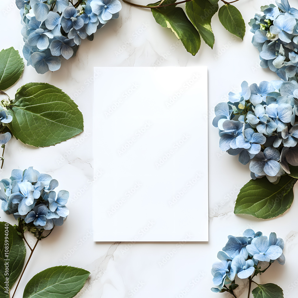 blank 5x7 white invitation card flat lay mockup minimalist, neutral ...