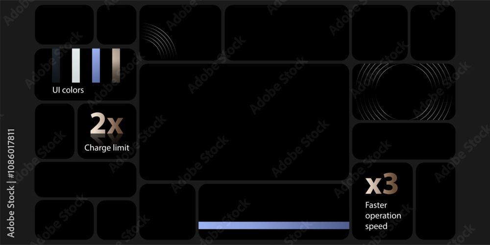 Graphic dashboard for tech product presentation template. Bricks for ...