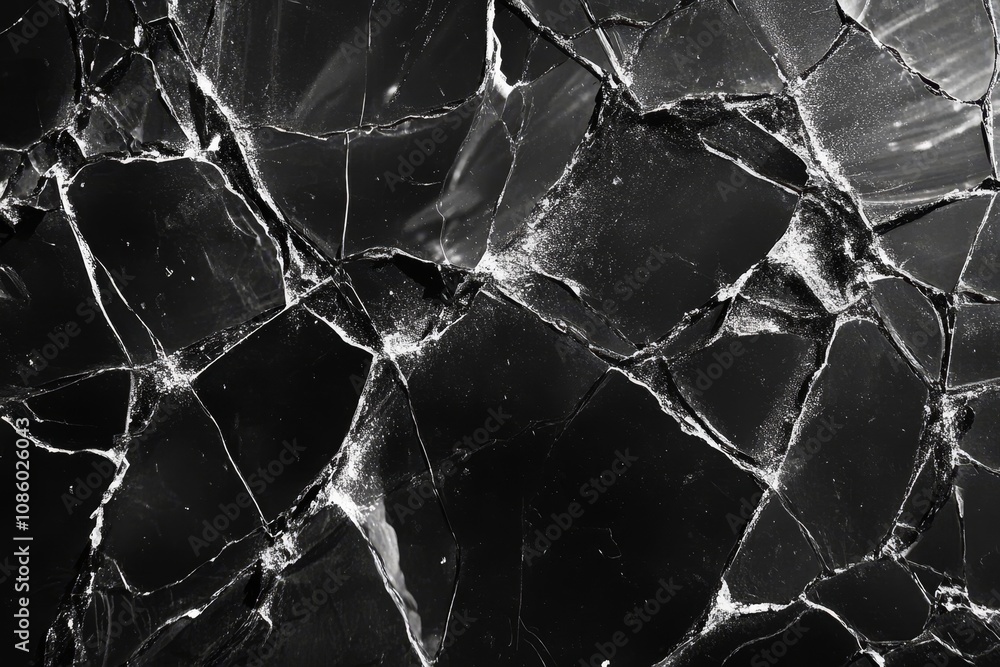 Broken glass texture showing shattered surface with cracks Stock Photo ...
