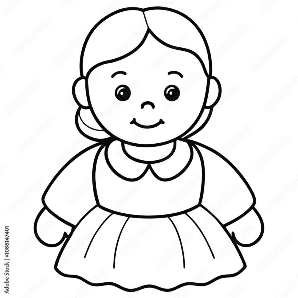 Baby doll outline coloring page for kids Stock Vector | Adobe Stock