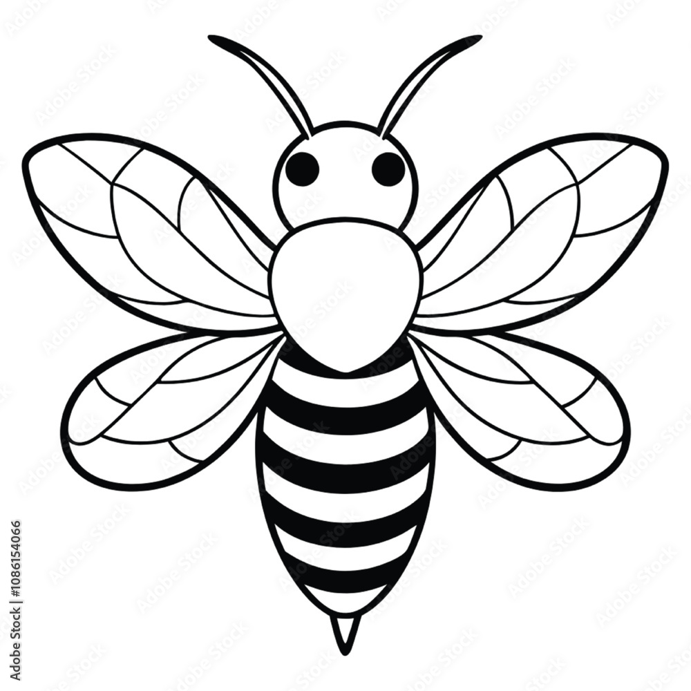 Bee line art coloring page for kids Stock Vector | Adobe Stock