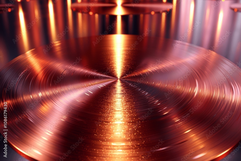 Rose Gold Brushed Metal Texture Background with Reflection for Design ...