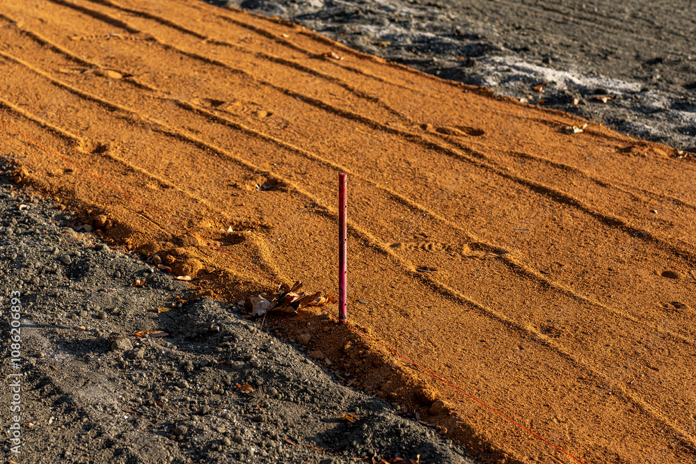 Construction photos of new baseball, softball, sports field red clay ...