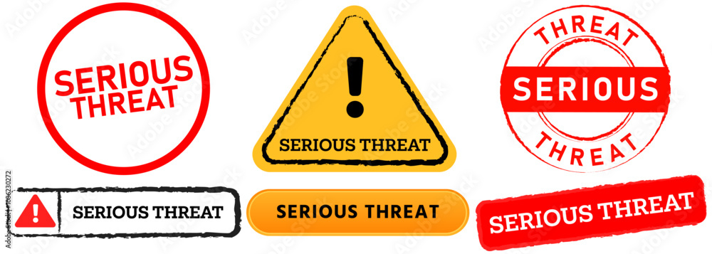 Serious Threat Caution Danger Warning Dangerous Unsafe Risk Alert Information Symbol Logo Stamp