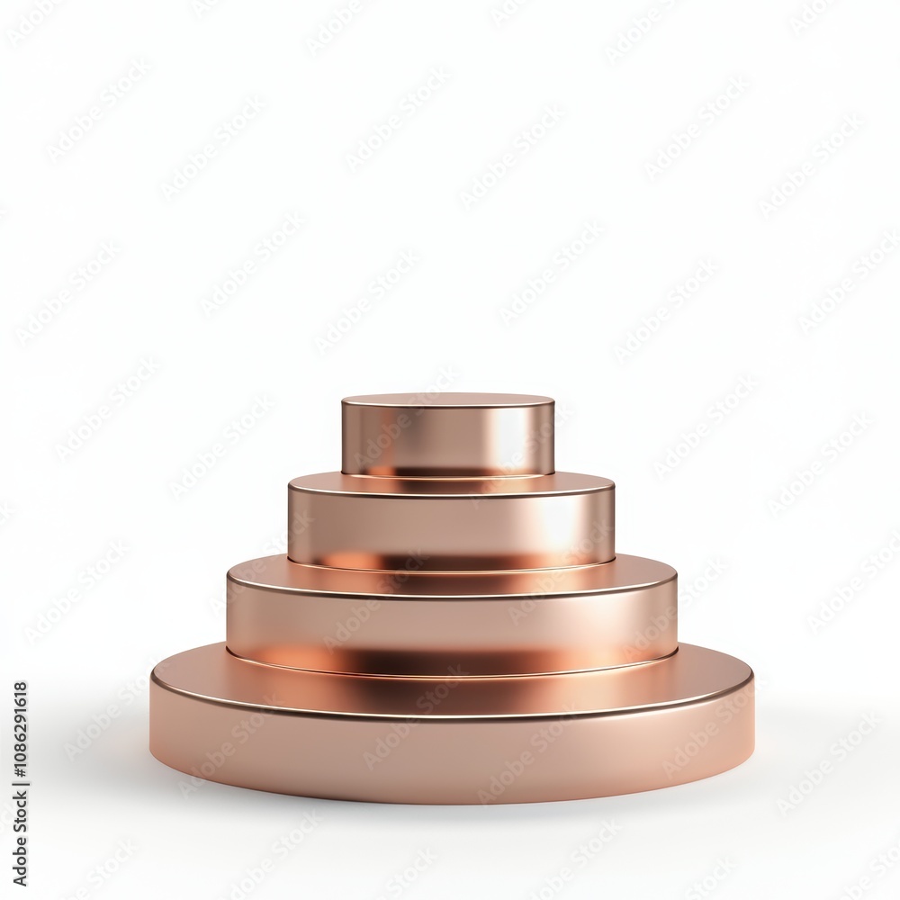 3D Elegant Display of Rising Copper Circles Creating a Modern Geometric ...