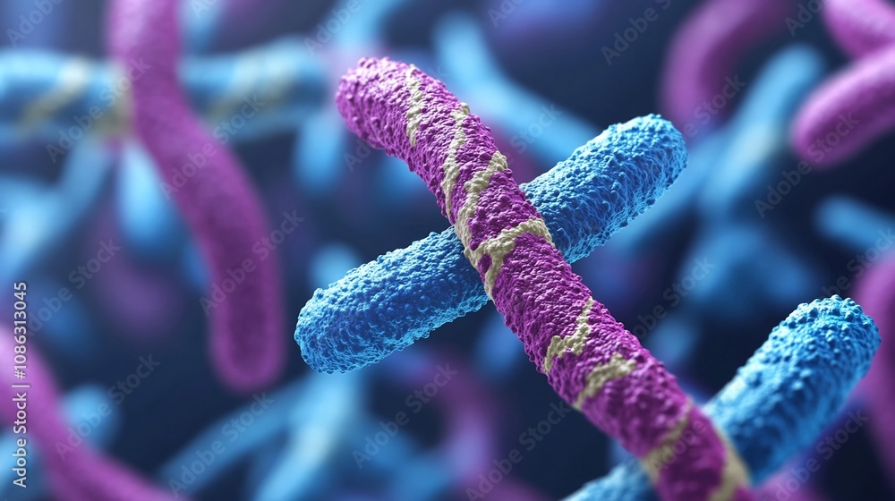 Chromosome structure karyotyping shown in a modern bio research diagram ...