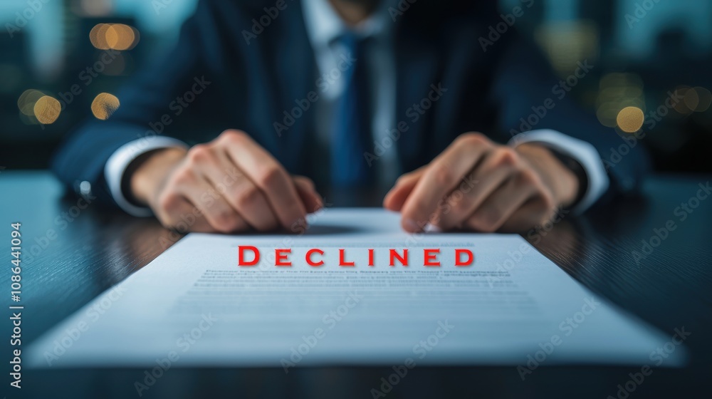 Document rejection notice office setting closeup image professional ...