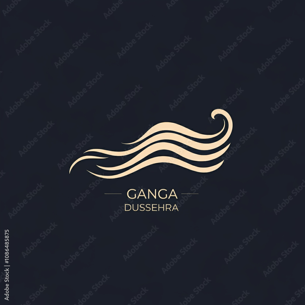 Minimalist logo design for Ganga Dussehra, featuring flowing water ...