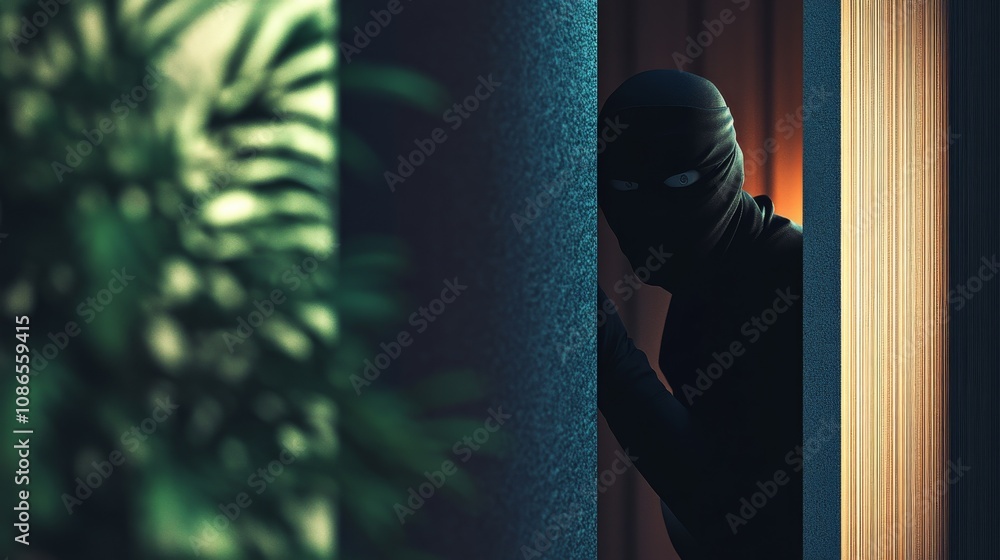 An empty scene featuring blank mockup template filled with a shadowy ...