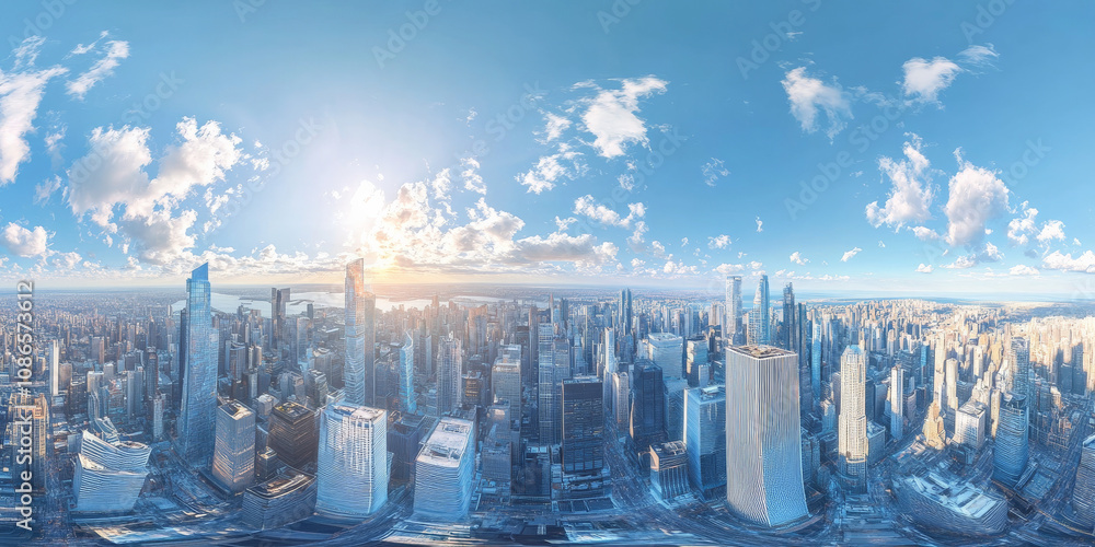 HDRI of a futuristic urban skyline Stock Photo | Adobe Stock