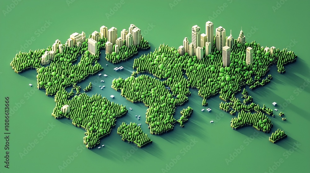 Ilustración de Stock Pixel-Art World Map with Stylized Icons for ...