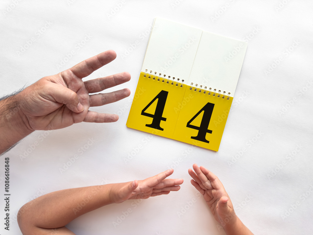 Learning numbers. Engaging hand gestures with number flashcards Stock ...