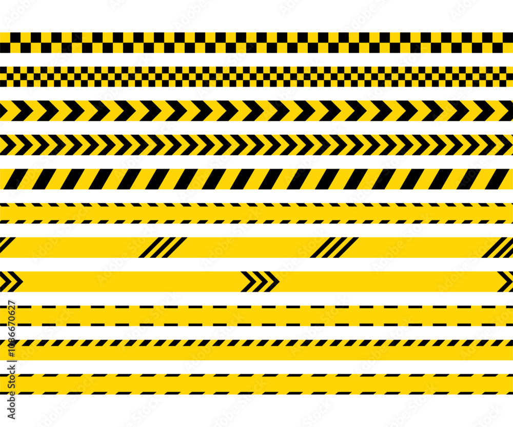 Police road sign. Warning barrier tapes for danger places. Do not cross ...