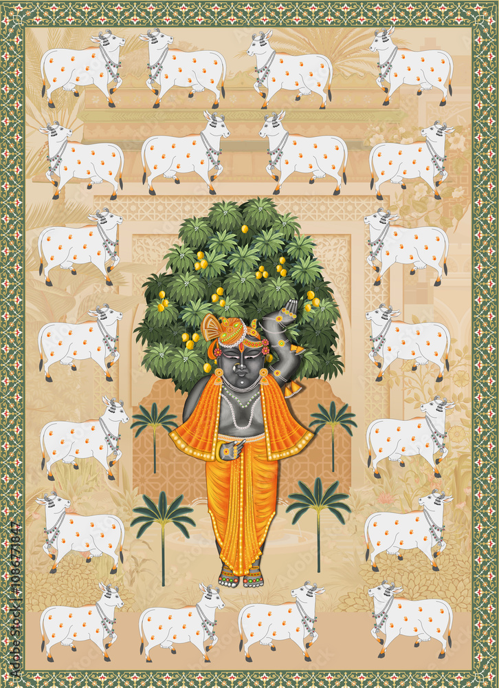 Indian Traditional Art , Floral Frame with Indian Holy Cow pattern ...