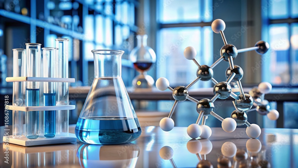 Chemical Structure of Magnesium Phosphate Formula on a Laboratory Table ...