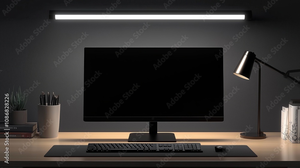 Monitor Light Bar mounted on top of a gaming monitor, minimalist desk ...