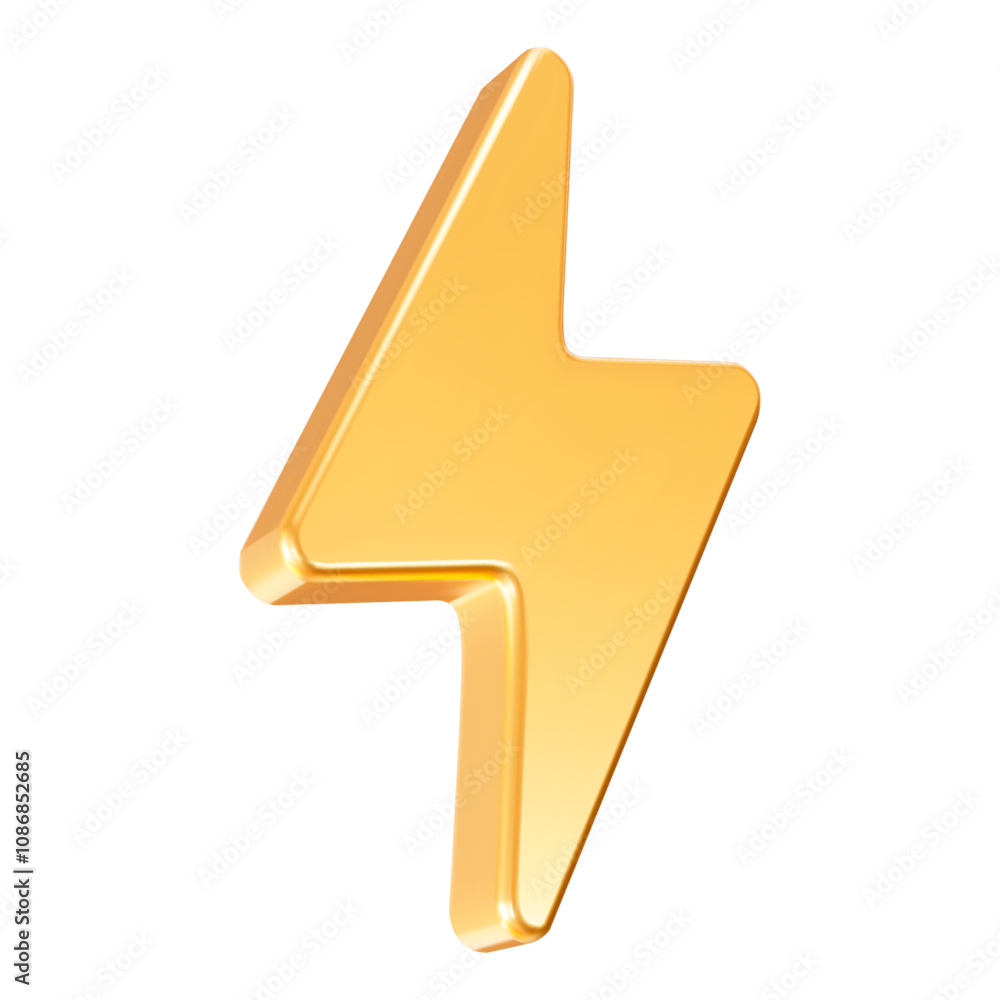 3d golden charger symbol. Gold sign thunder. Symbol of energy, danger ...