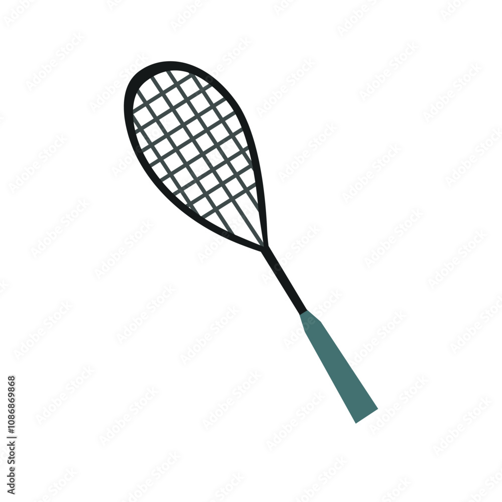 Vector illustration with squash racket icon on white background. Modern ...