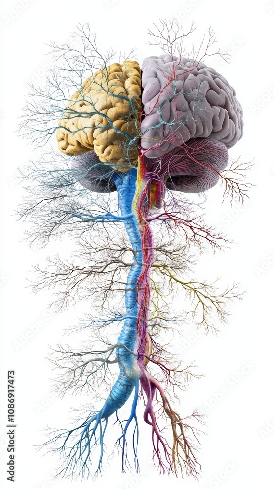Ilustración de Stock Anatomical tree of life, A diagram of the human nervous system turning into ...