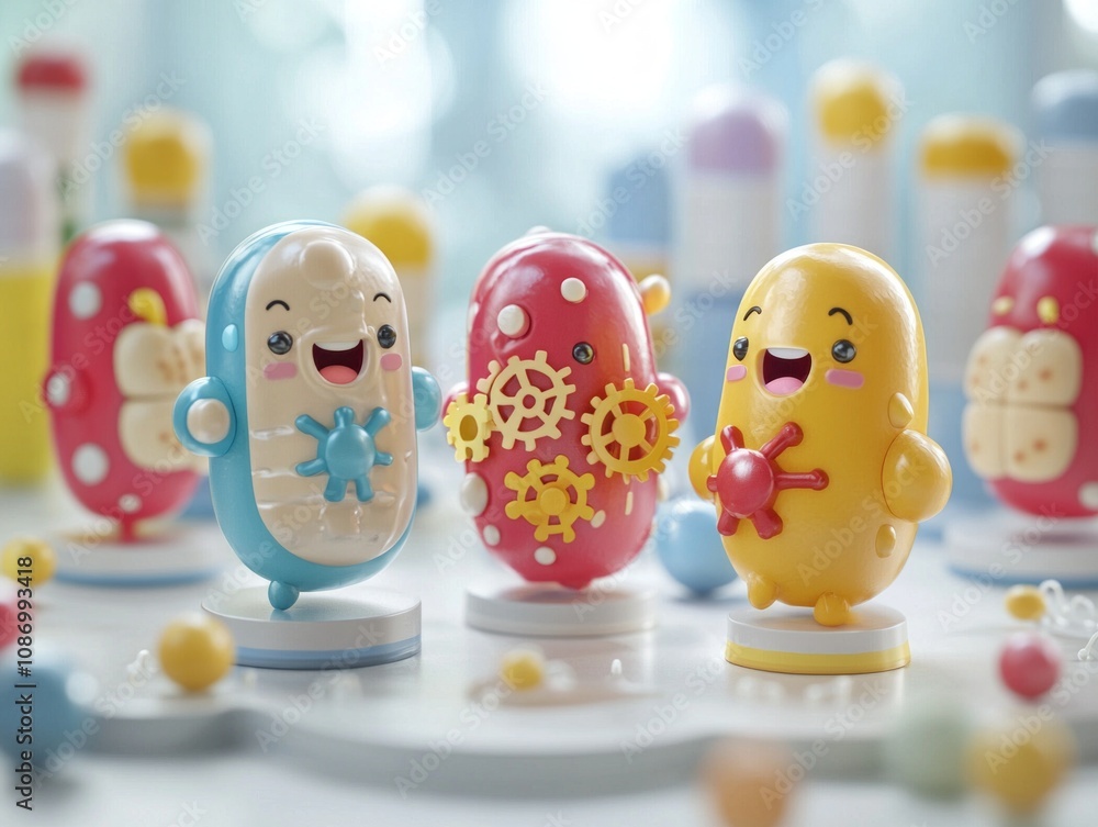 fun group animated mitochondria characters collaborates energetically ...