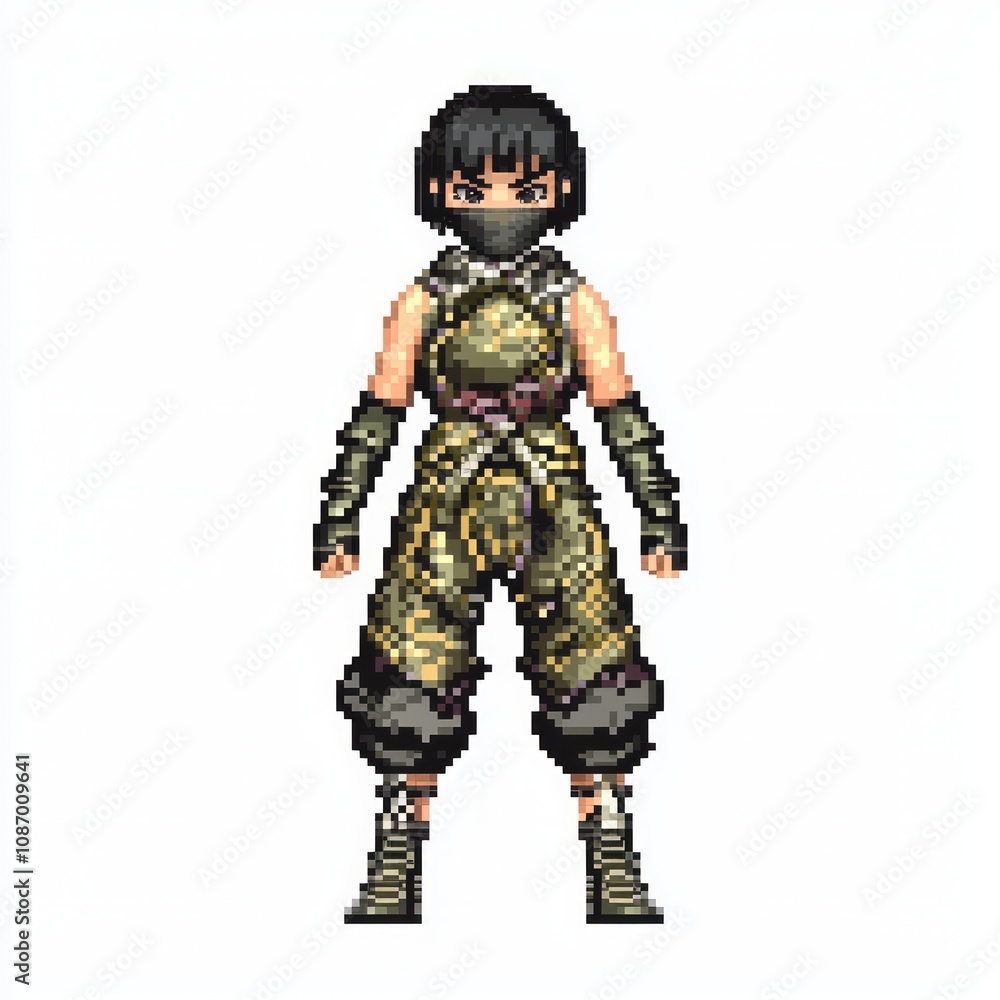 Stealthy 8-Bit Ninja Female Character Model with Throwing Stars in ...