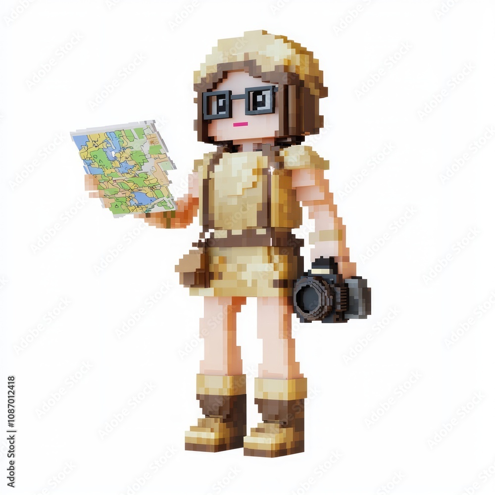 Pixelated 8 Bit Style NPC Female Tour Guide Model Ready for Adventure ...