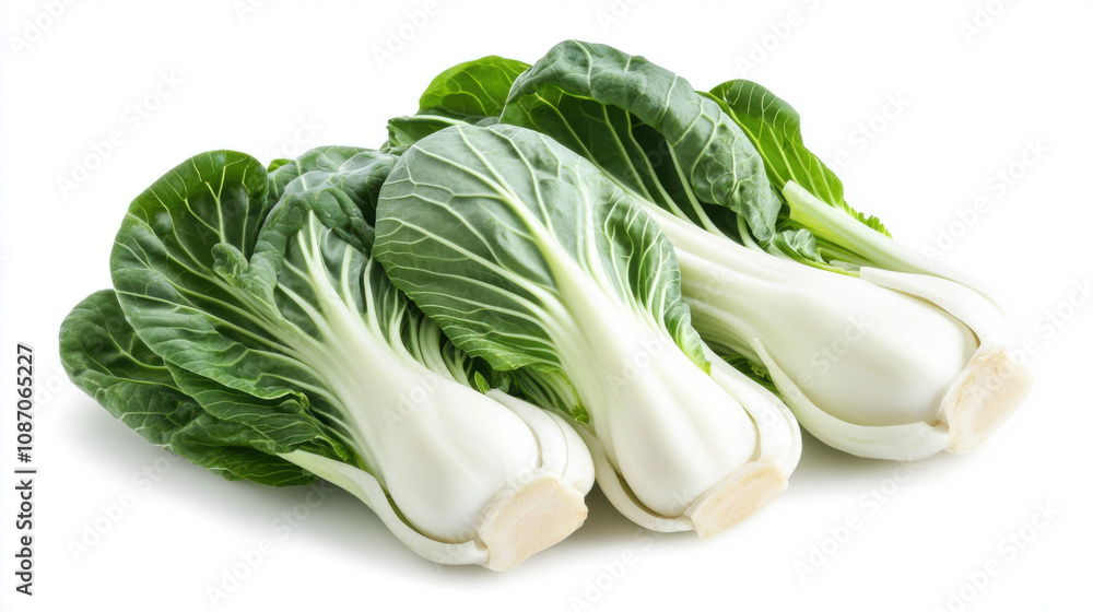 Bok Choy isolated on white background, chopped Chinese cabbage Stock ...
