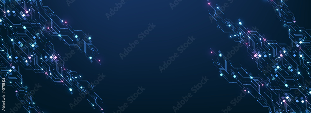 Artificial Intelligence with circuit electric line style. Digital ...